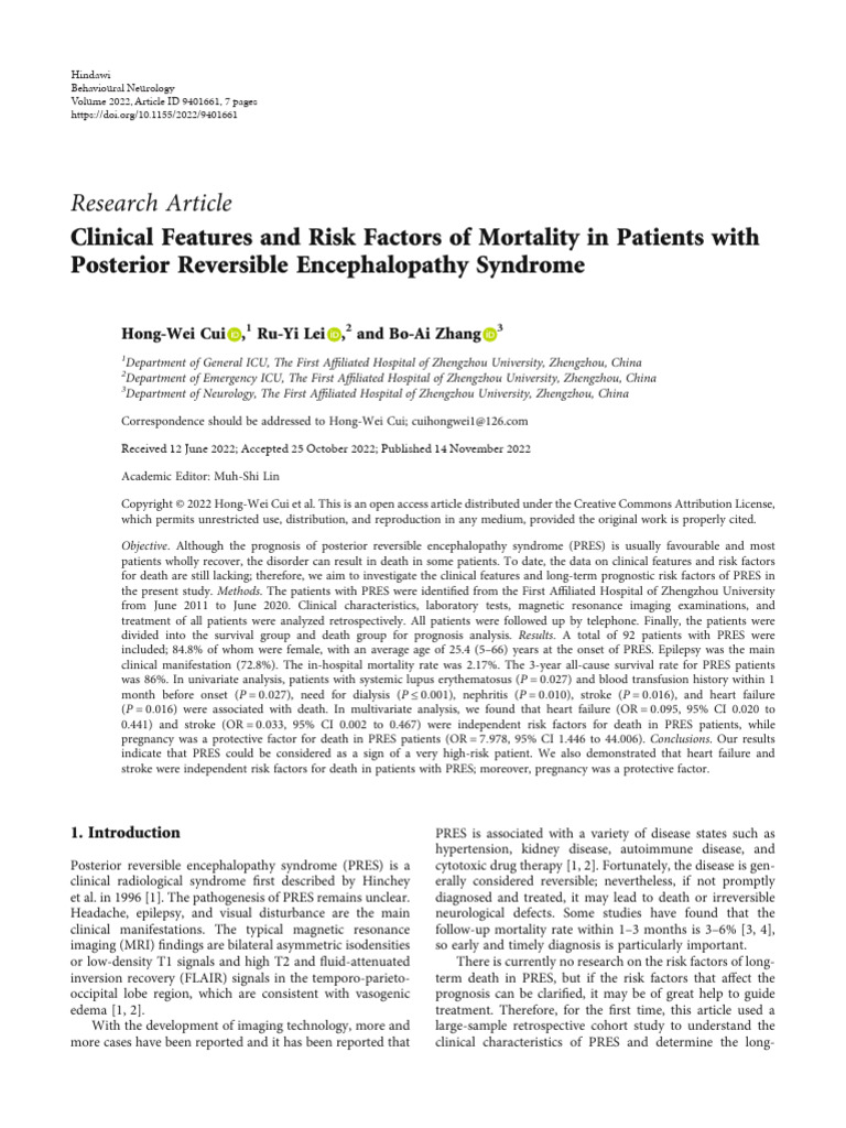2022 Clinical Features and Risk Factors of Mortality in Patients With ...