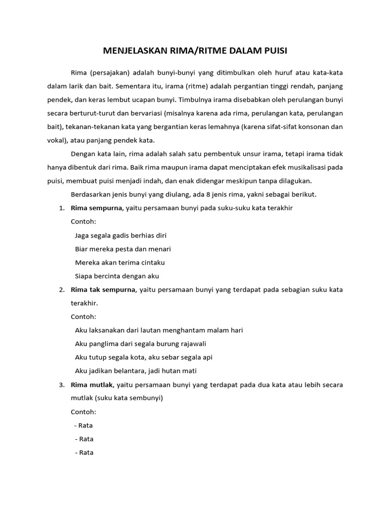 Rima dan Ritme dalam Puisi | PDF