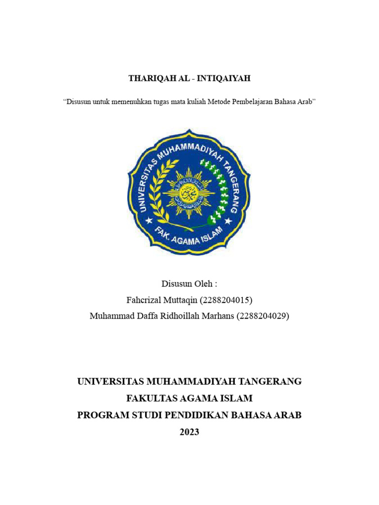 MAKALAH Metode Pembelajaran Bahasa Arab - Ijal & Dapa | PDF | Karier & Perkembangan