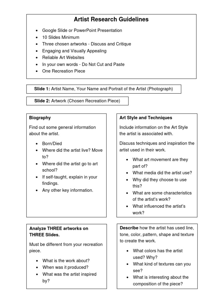 Artist Research | PDF | Career & Growth