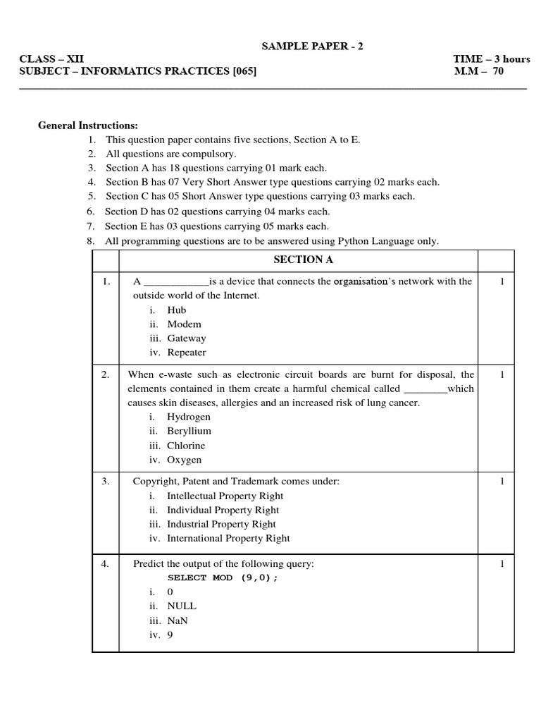 Ip SQP 2 | PDF | Computer Network | Comma Separated Values
