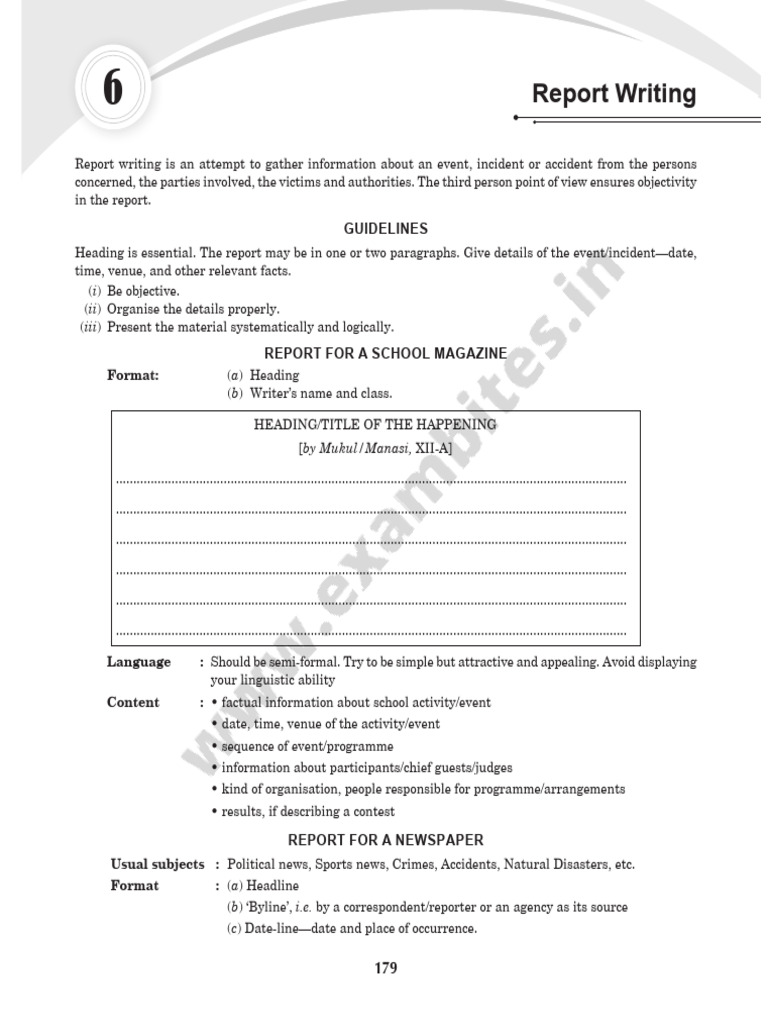 Report Writing Class 12th 2023 | PDF