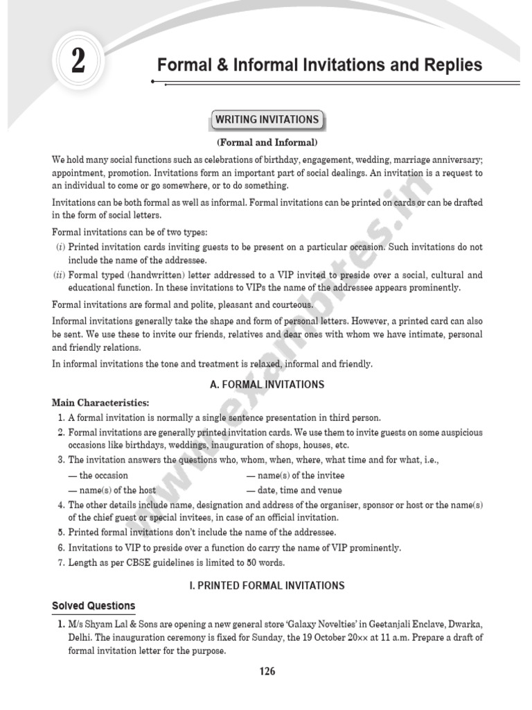 Formal and Informal Invitation Writing | PDF