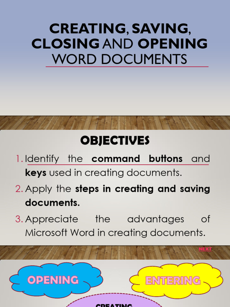 CREATING SAVING OPENING AND CLOSING DOCUMENTS For Student | PDF CREATING SAVING OPENING AND CLOSING DOCUMENTS For Student | PDF