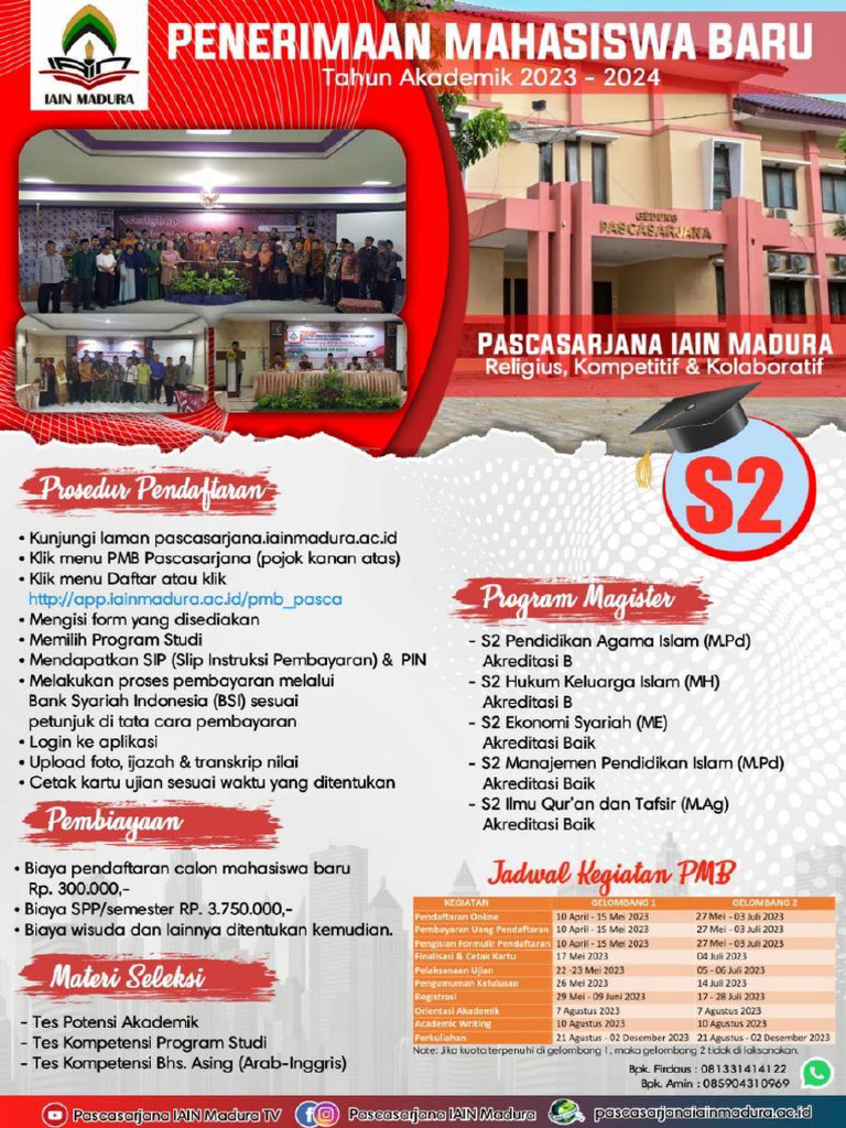 Brosur Terbaru Pendaftaran Mahasiswa Baru Pascasarjana Tahun Akademik 2023-2024 | PDF