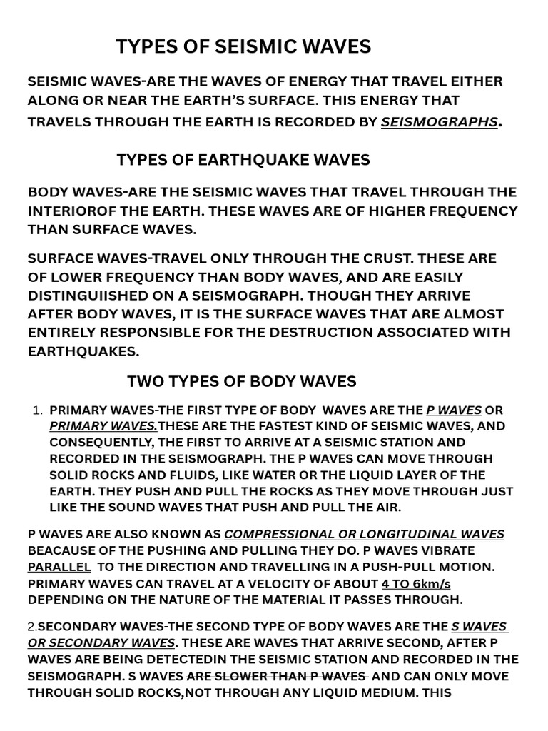 TYPES OF SEISMIC WAVES | PDF
