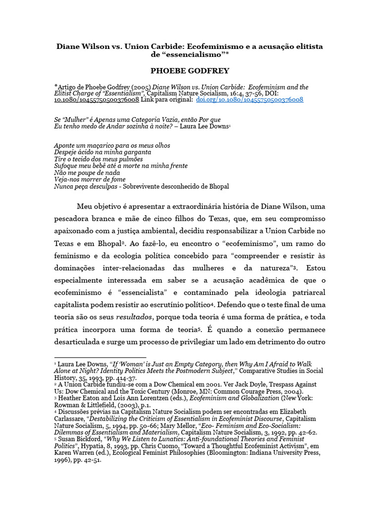 GODFREY, Phoebe - 2005 - Diane Wilson Versus Union Carbide | PDF