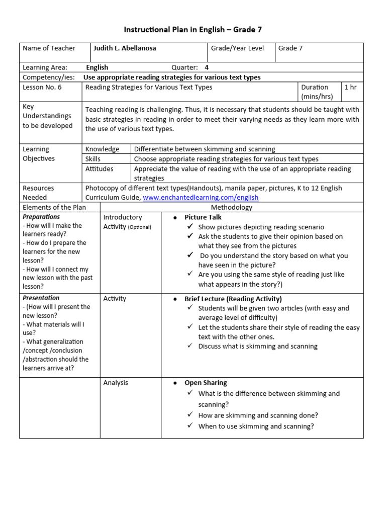 Q4 Skimming and Scanning | PDF