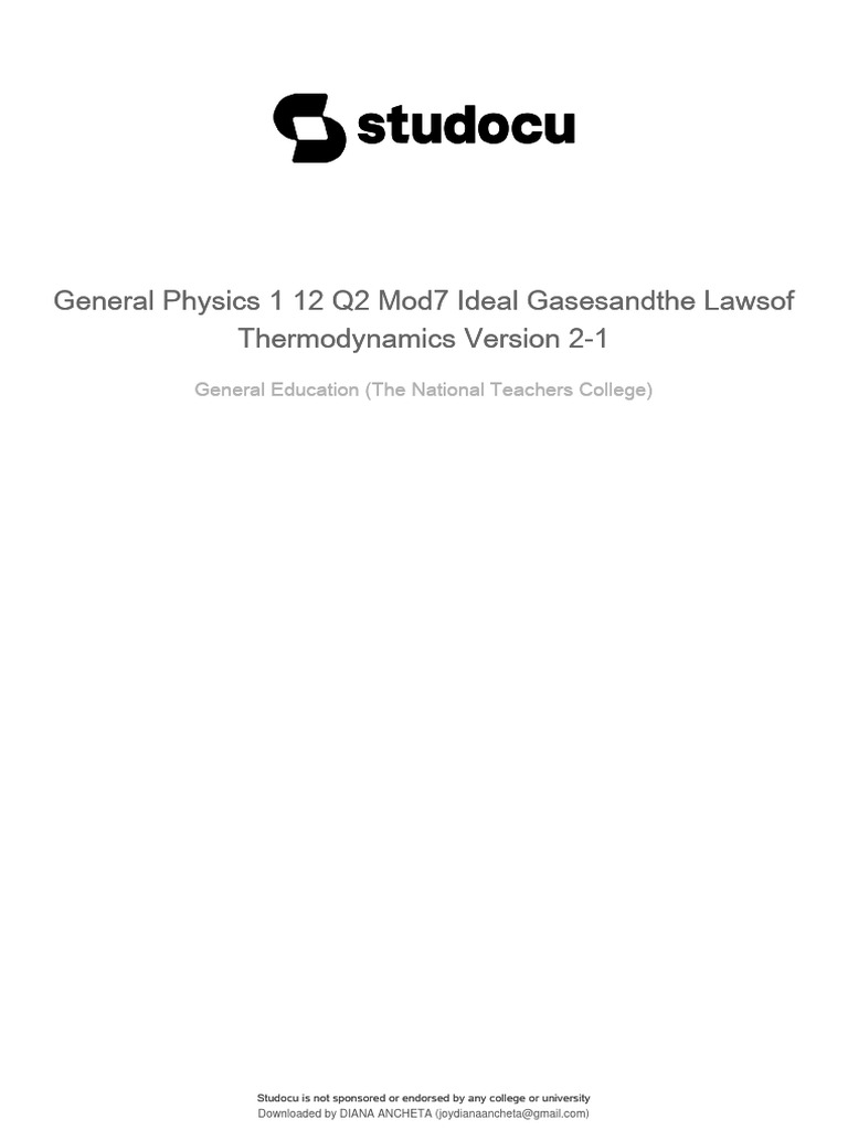 General Physics 1 12 q2 Mod7 Ideal Gasesandthe Lawsof Thermodynamics Version 2 1 | PDF