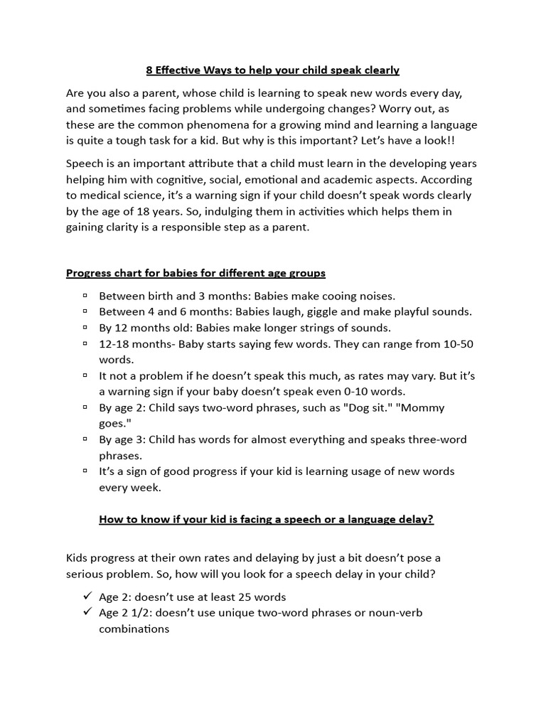 8 Effective Ways To Help Your Child Speak Clearly | PDF 8 Effective Ways To Help Your Child Speak Clearly | PDF