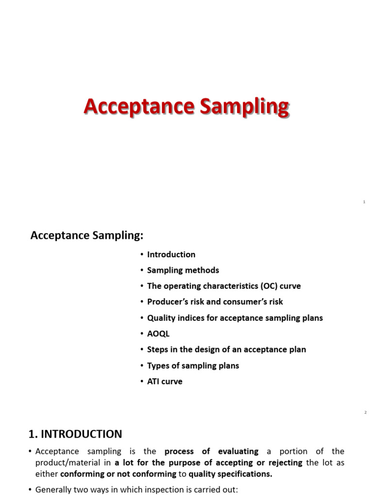 Acceptance Sampling | PDF