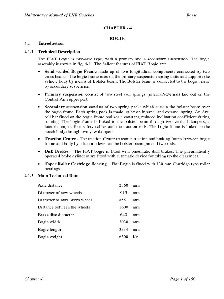 LHB Coach Bogie Maintenance Manual | PDF