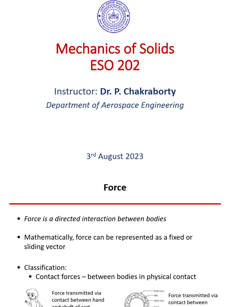 ESO 202 Mechanics of Solid L-1 | PDF | Force | Euclidean Vector
