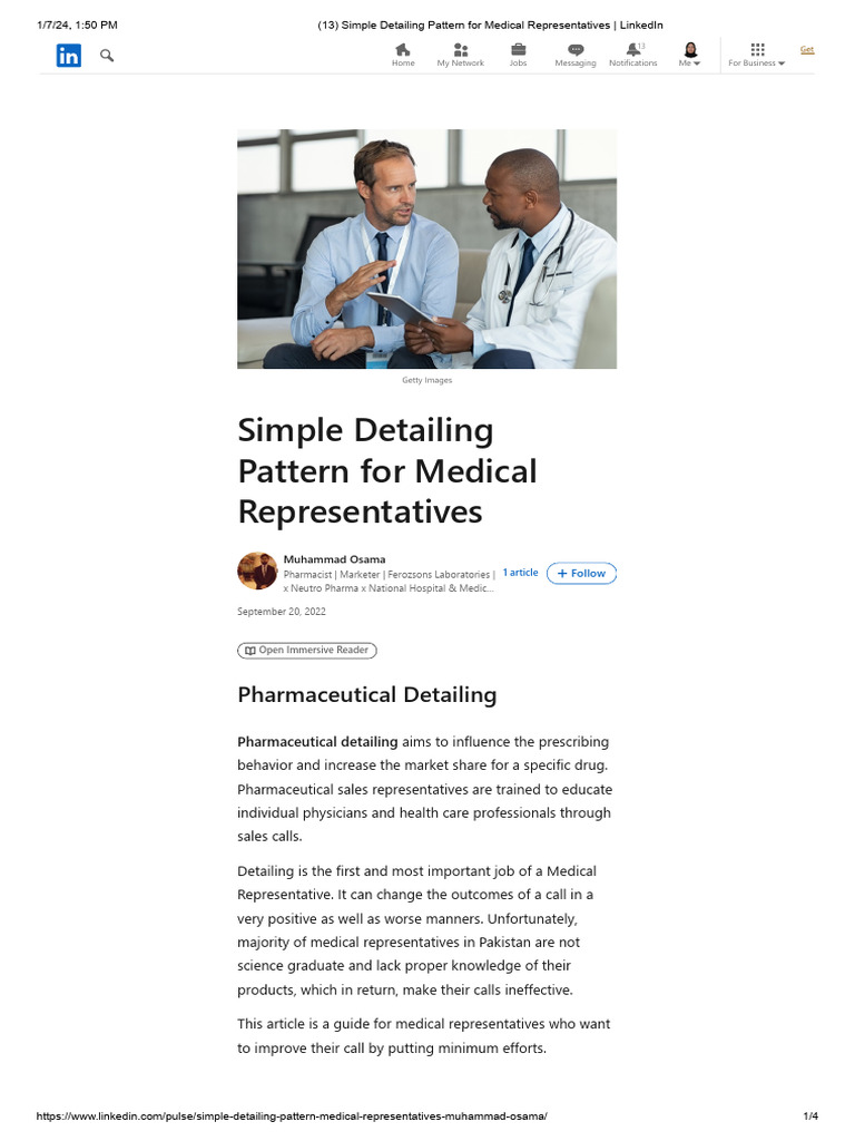 (13) Simple Detailing Pattern for Medical Representatives _ LinkedIn ...