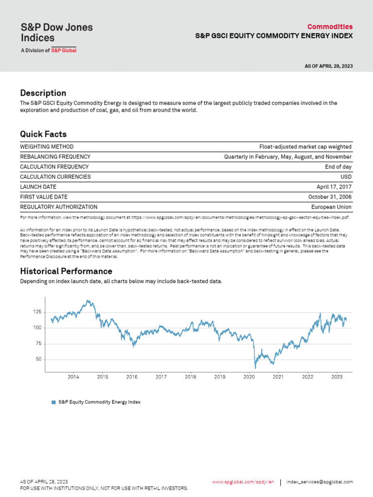 S&P GSCI Energy Index Overview | PDF | Stock Market Index | Money