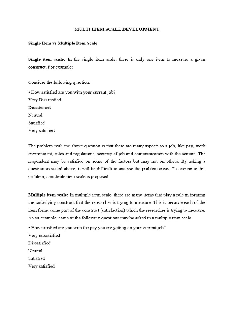 Multiple Item Scale Development | PDF