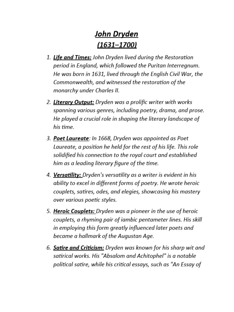 John Dryden | PDF | John Dryden | Poetry