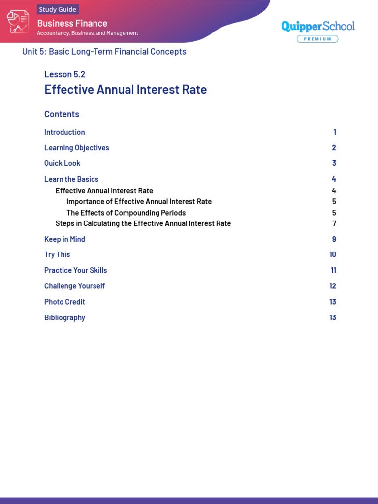 Effective Annual Interest Rate: Lesson 5.2 | PDF | Interest | Interest ...