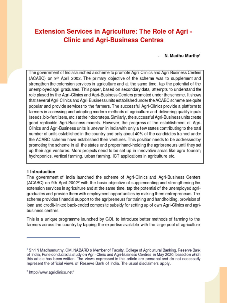 Extension Services in Agriculture | PDF