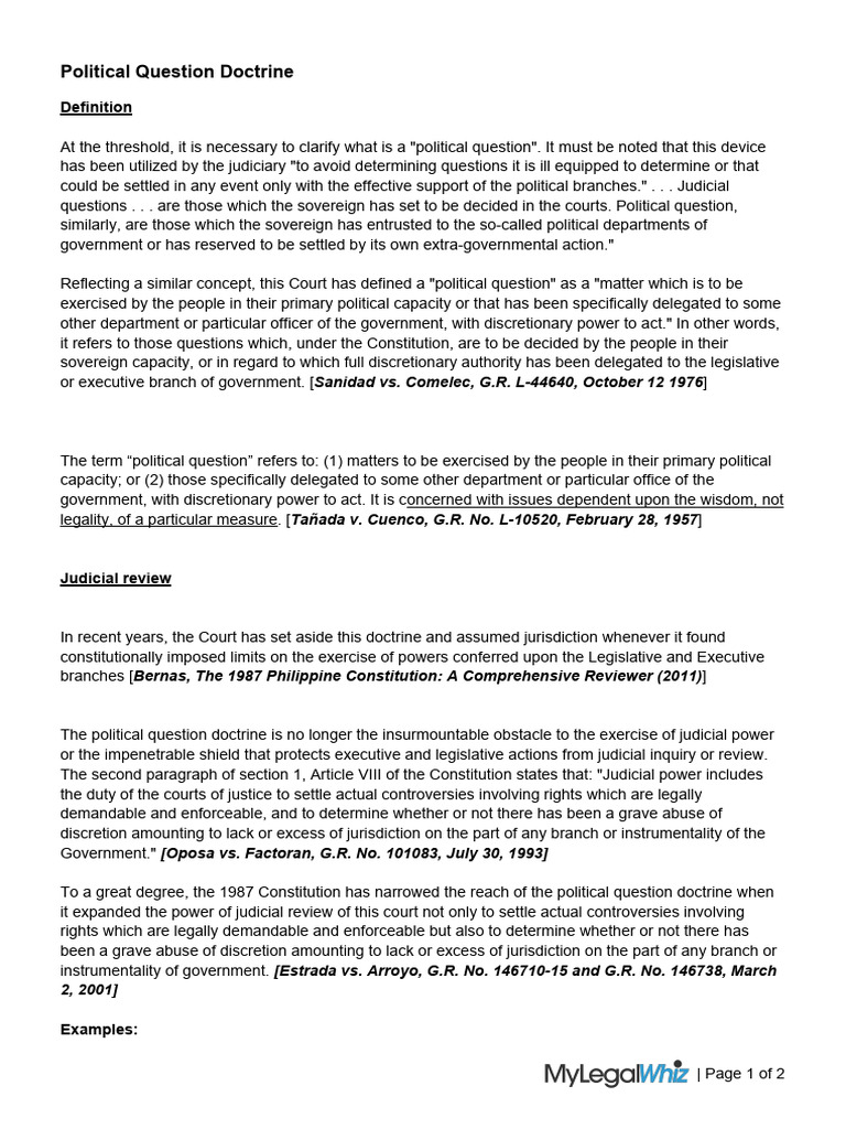 Understanding the Political Question Doctrine | PDF | Justice | Crime ...