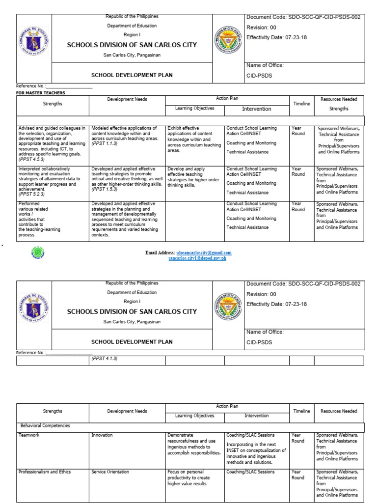 SDO-SCC-QF-CID-PSDS-002 - Ano ES Development Plan | PDF