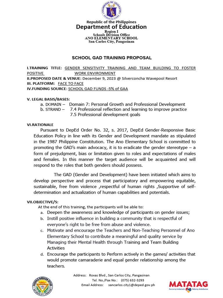 GADs Training Proposal 2023 Ano ES Edited | PDF