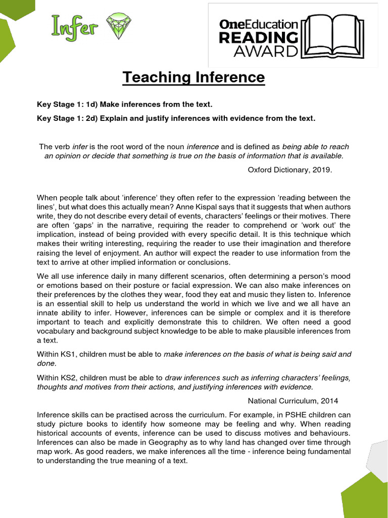 Teaching Inference - Skills Overview | PDF