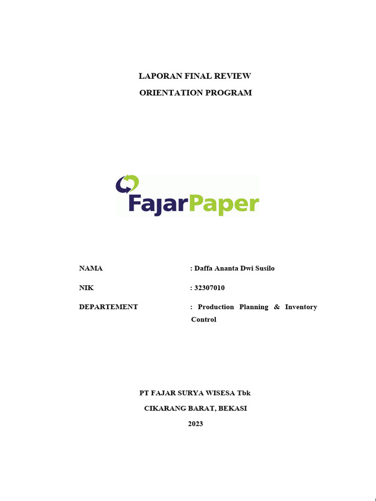 FORMAT LAPORAN FINAL REVIEW - Daffa | PDF