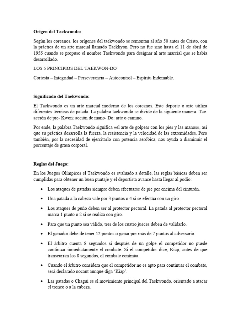 Origen del Taekwondo | PDF