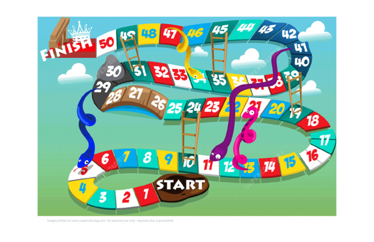 Printable Board Game with Snakes and Ladders Free Printable Papercraft ...