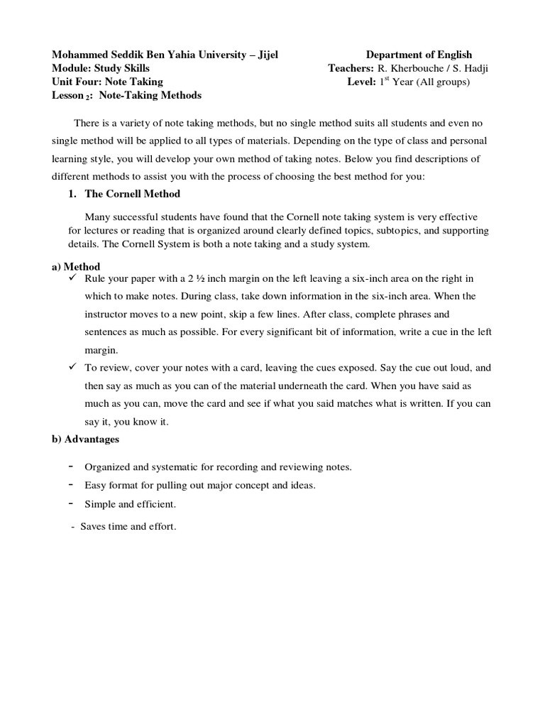 Note Taking Methods | PDF