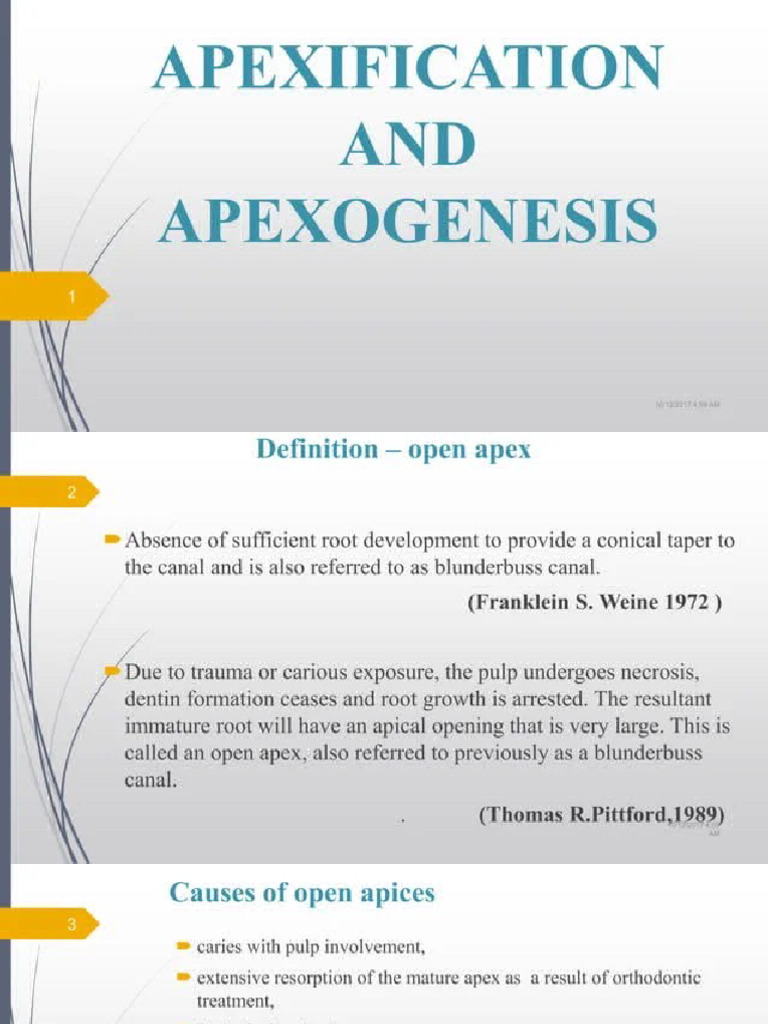 Apexification and Apexenesis | PDF | Science & Mathematics