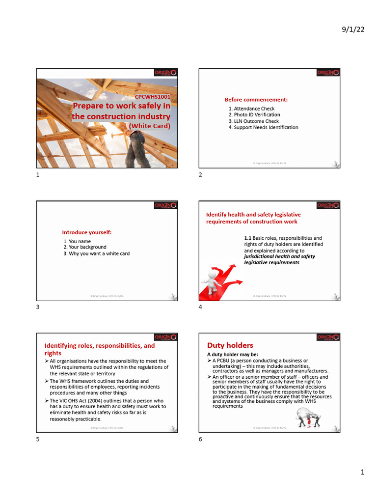 CPCWHS1001 PowerPoint Slides V1.0 | PDF