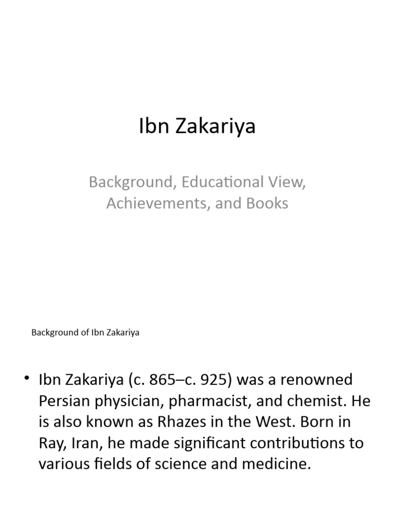 Ibn Zakariya: Legacy of a Persian Scholar | PDF