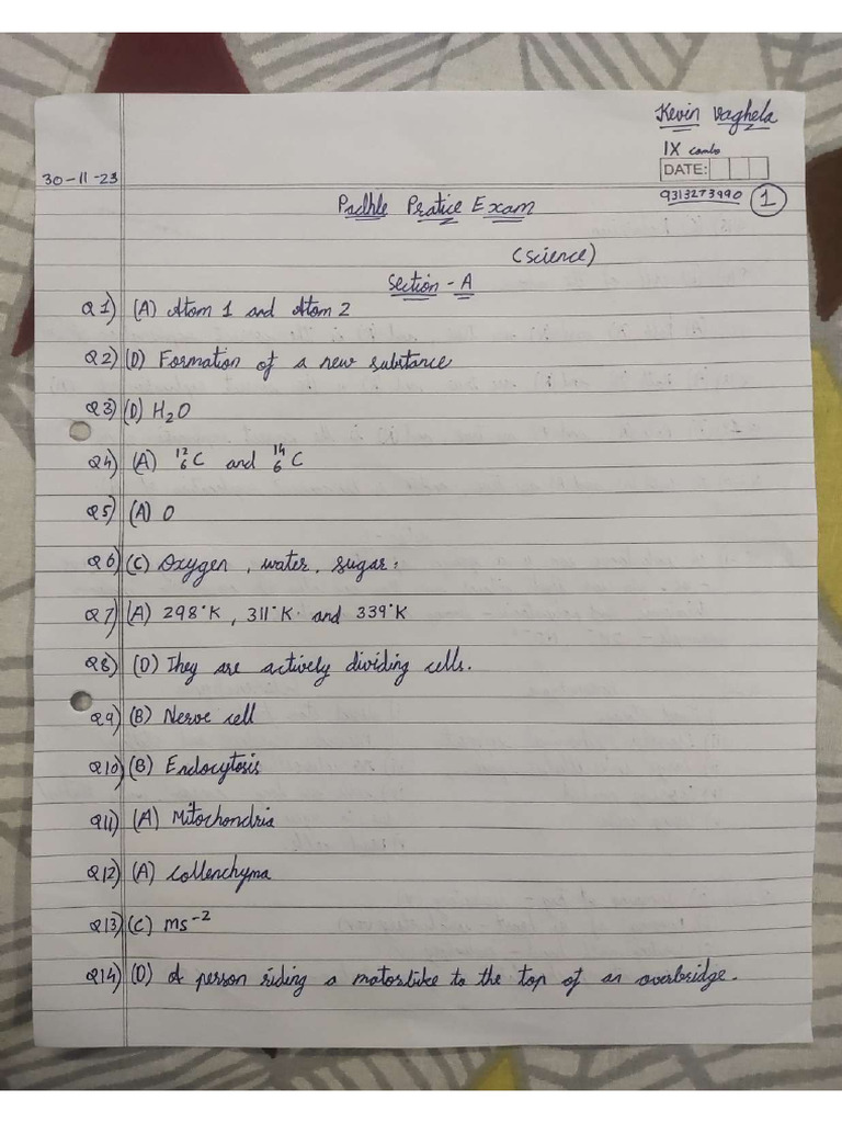 Science Ans Sheet | PDF