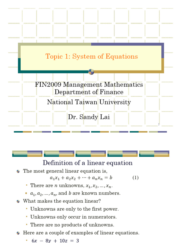 Topic1 - System of Equations | PDF