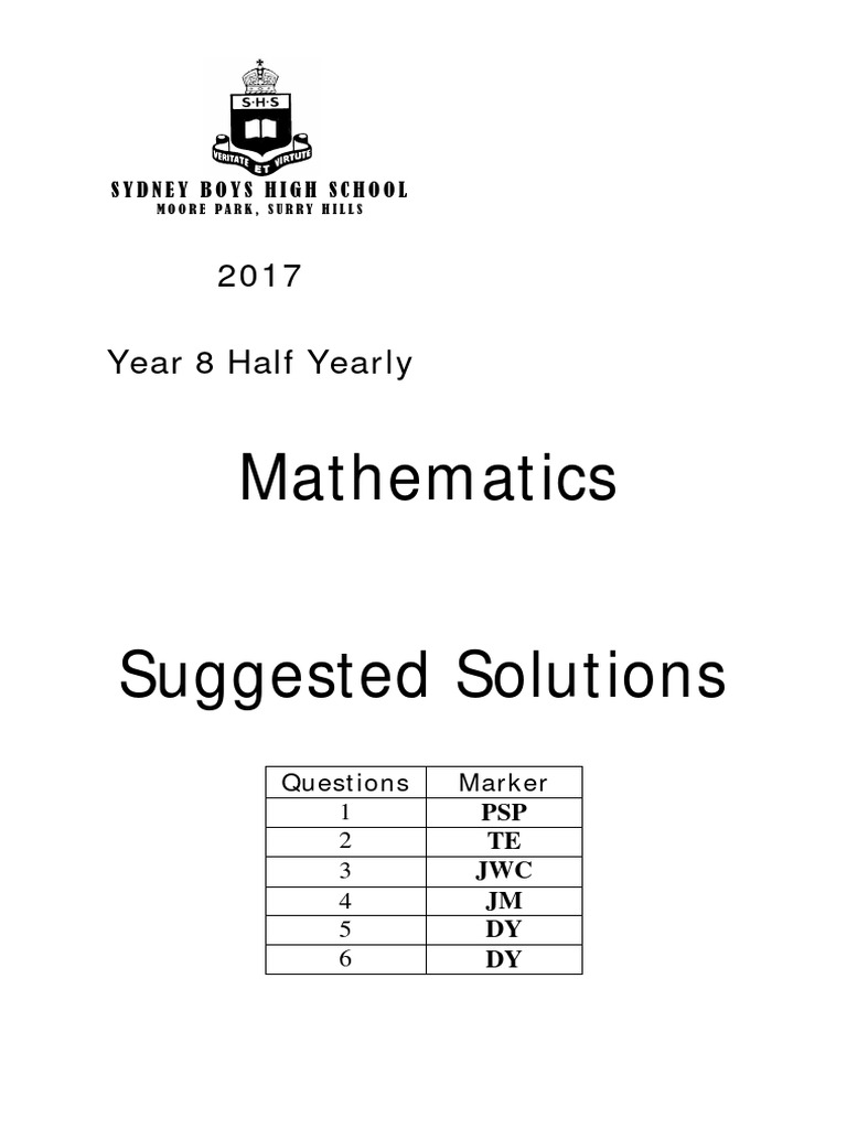 SBHS 2017 Y8 Hy Sol | PDF