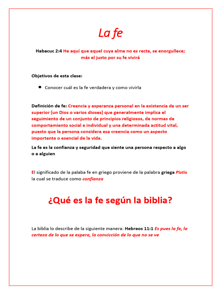Significado y importancia de la fe | PDF | Fe | Oración