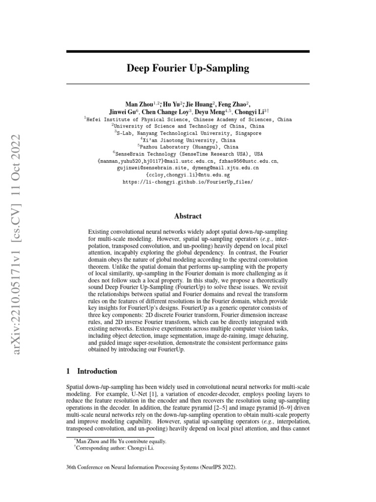 Zhou 等 - 2022 - Deep Fourier Up-Sampling | PDF