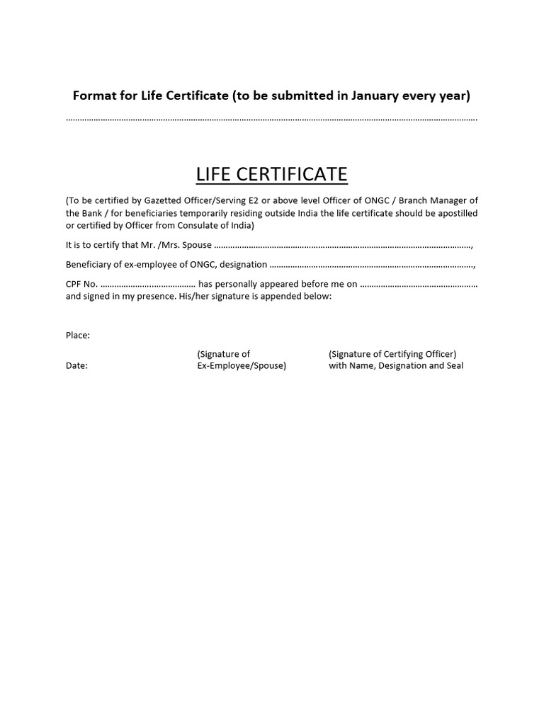 Life Certificate | PDF | Finance & Money Management