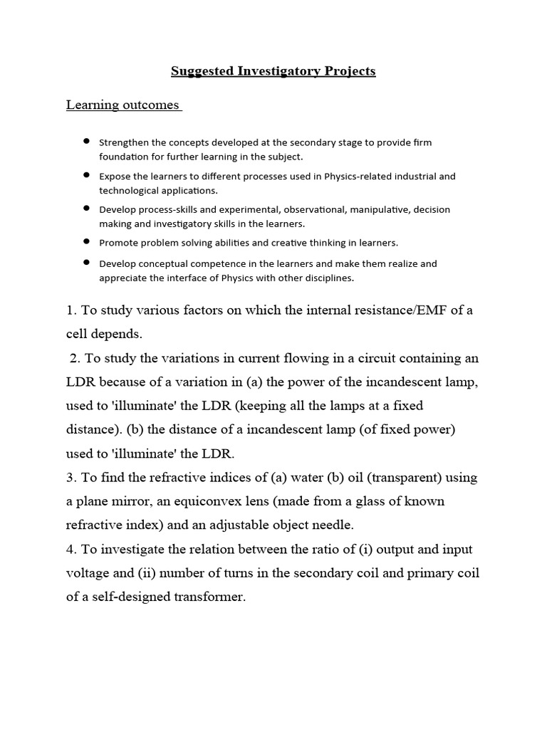 Suggested Projects List | PDF