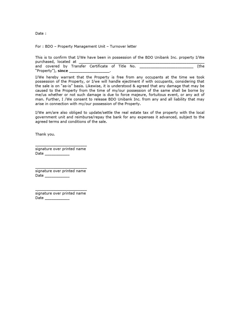 Turnover Letter | PDF