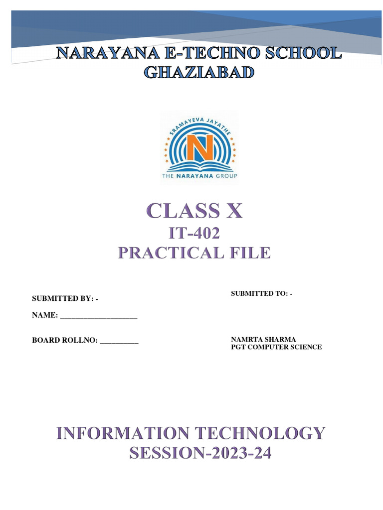 CLASS-X - IT - Practicals - Solved (PRACTICAL (OR) PROTFOLIO) | PDF ...
