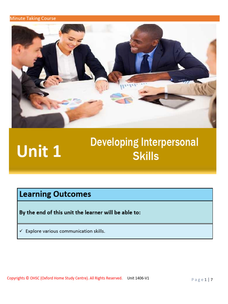 1685543912unit 1 Developing Interpersonal Skills | PDF