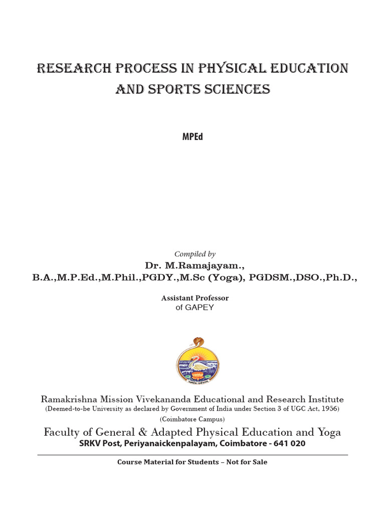 Research Methods in Physical Education | PDF