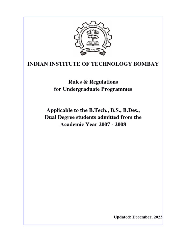 IIT BOMBAY Ugrulebook | PDF | Academic Degree | Bachelor's Degree