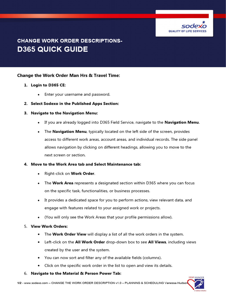 Change The Work Order Man HRS & Trave Time - D365 Quick Guide | PDF ...