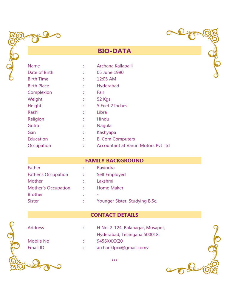 Marriage-biodata-for-girl | PDF