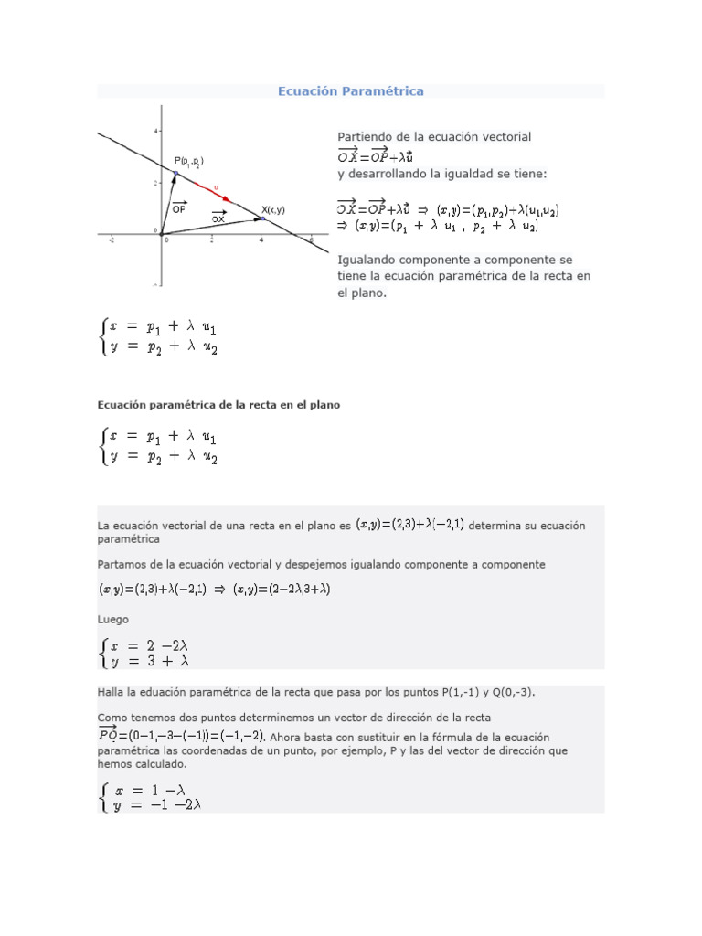 Ecuación Paramétrica | PDF