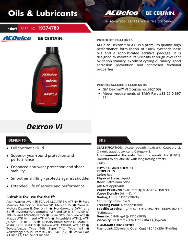 ACDelco Dexron VI | PDF
